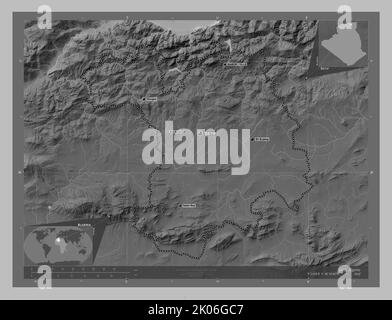 Setif, province d'Algérie. Carte d'altitude en niveaux de gris avec ...