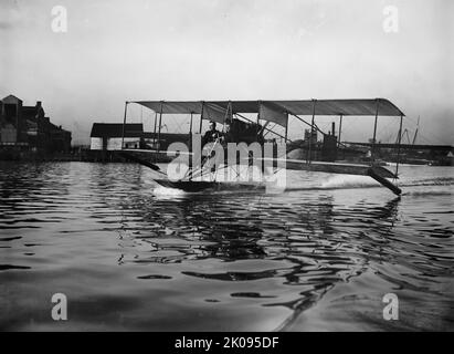 Lieutenant Theodore G. Ellyson, U.S. Navy, Testing Seaplane on Potomac ...
