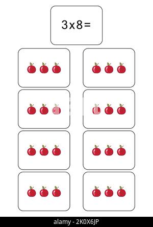 Table de multiplication de 3. Carte mathématique avec un exemple ...