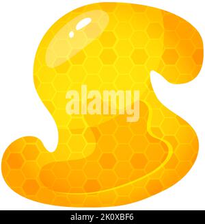 Police douce au miel. Lettre de dessin animé miel liquide, police ...