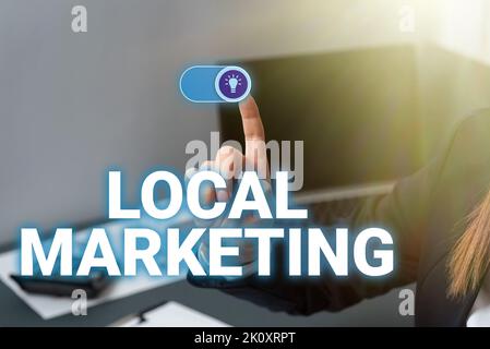 Affiche textuelle montrant le marketingA local affaires où un produit ...