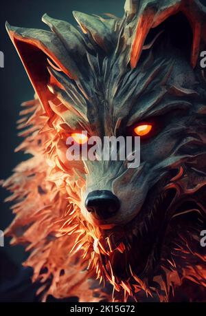 Loup-garou. Image générée numériquement par le réseau neuronal. Pas ...