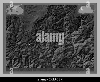 Thimphu, quartier du Bhoutan. Carte d'altitude en niveaux de gris avec ...