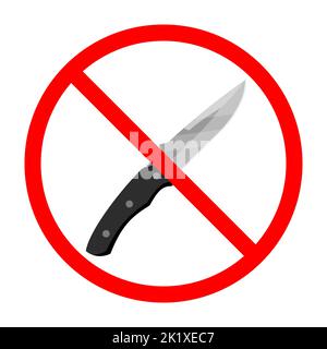 Panneau d'interdiction des couteaux. Couteau interdit. Arme dangereuse ...