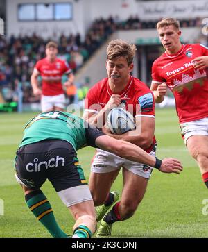 24.09.2022 Northampton, Angleterre. Rugby Union. Guy porter fait une ...