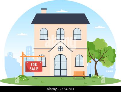 Modèle de courtier foncier dessin à la main dessin de dessin à plat ...