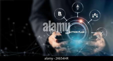 Concept de plan d'action d'entreprise. Plan annuel et développement de ...