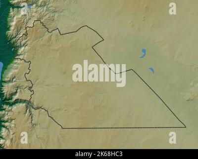 Amman, province de Jordanie. Carte d'altitude en couleur avec lacs et ...