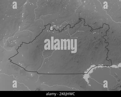 QaragHandy, région du Kazakhstan. Carte d'altitude en niveaux de gris ...