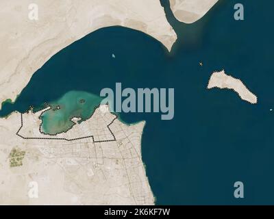 Al Asimah, province du Koweït. Carte satellite basse résolution. Lieux ...