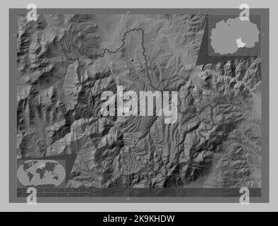Kavadartsi, municipalité de Macédoine. Carte d'altitude en niveaux de ...