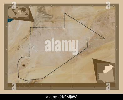 Tiris Zemmour, région de Mauritanie. Carte satellite basse résolution ...