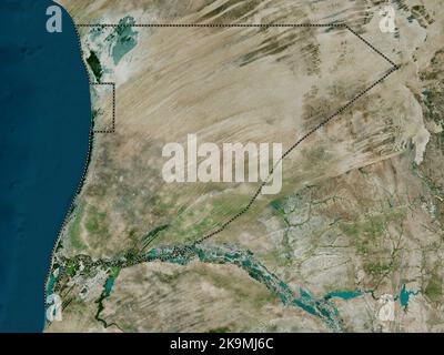 Trarza, région de Mauritanie. Carte satellite haute résolution. Lieux ...