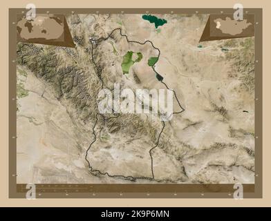 Hovd, province de Mongolie. Carte satellite basse résolution. Lieux et ...