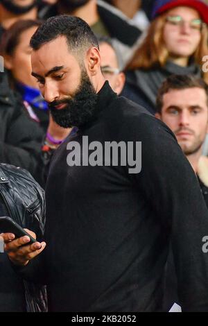 Le rappeur français Laouni Mouhid aka la Fouine (L) et Rayane Bensetti ...
