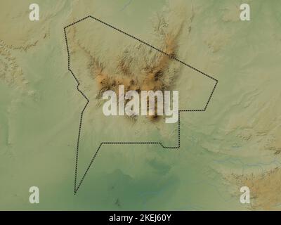 Tibesti, région du Tchad. Carte d'altitude en couleur avec lacs et ...
