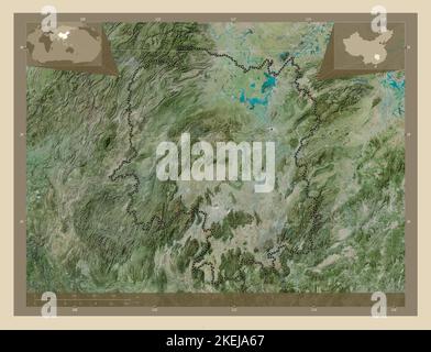 Hunan, province de Chine. Carte satellite haute résolution. Lieux et ...
