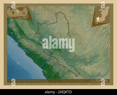 Niari, région de la République du Congo. Carte d'altitude en couleur ...