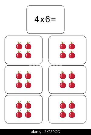 Table de multiplication de 4. Carte mathématique avec un exemple ...