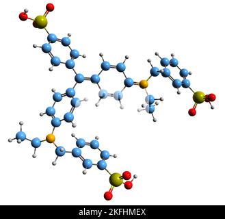 3D image de formule squelettique vert brillant - structure chimique ...