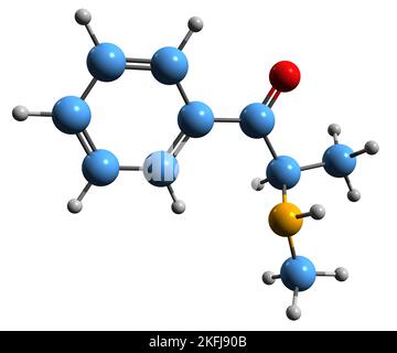 3D image de la formule squelettique de méthamphétamine - structure ...