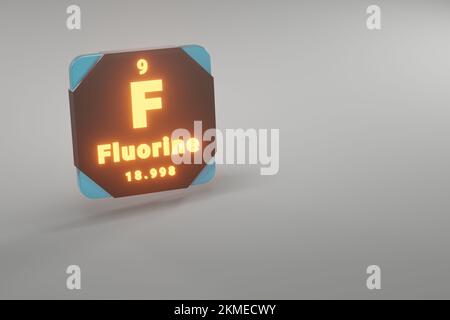 De rendu 3D de la structure de l'atome de fluor isolated over white ...