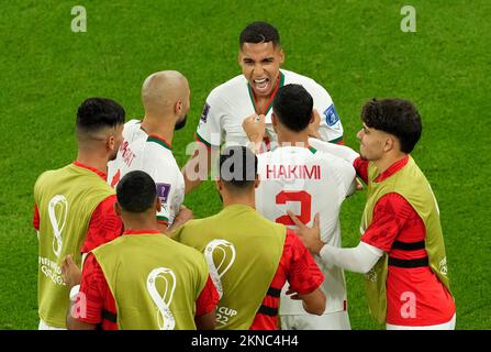 Le Maroc Abdelhamid Sabiri célèbre le but d'ouverture avec ses ...