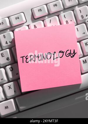 Affiche indiquant la terminologie. Mot écrit sur les termes utilisés ...