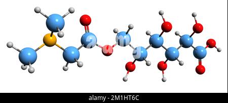 3D image de la formule squelettique de l'acide gluconique - structure ...