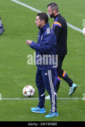 20141021 - BRUXELLES, BELGIQUE: Besnik Hasi Gestures, entraîneur-chef d ...