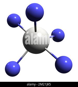 3D image de la formule squelettique de fluorure d'hydrogène - structure ...