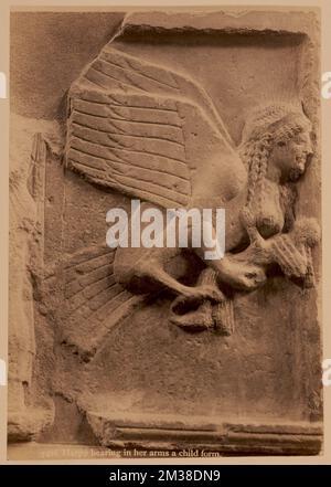 Harpy, portant dans ses bras une forme d'enfant , Antiquités, Bas ...