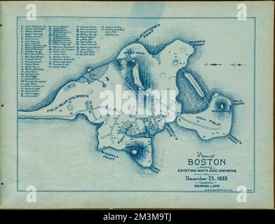 Plan de Boston montrant les voies et les propriétaires existants sur 25 ...