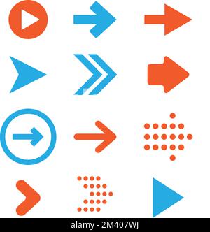 Définir des flèches en pointillés. Symbole de flèche icône Direction ...