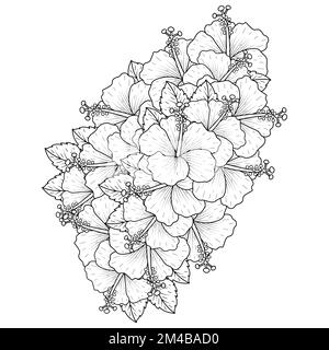 fleurs d'hibiscus communes contour fleurs pétale en fleur ou fleurs de ...