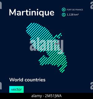 Martinique carte de l'île simple contour. Carte de style simplifiée vectorisée à la main Image ...