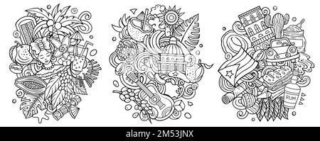 Ensemble de symboles, d'objets et d'objets traditionnels cubains à ...