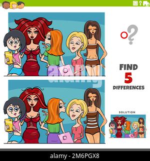 Illustration de dessin animé de trouver les différences entre les images jeu éducatif avec le ...