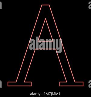 Néon alpha grec lettre majuscule police majuscule rouge couleur vecteur ...