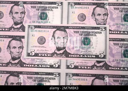 Secretary of the Treasury Janet Yellen's signature is shown on five ...