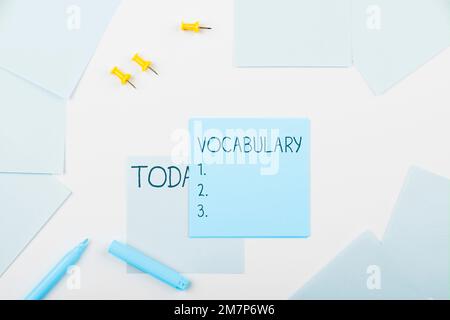 Symbole de texte montrant le vocabulaire. Mot pour la collection de ...