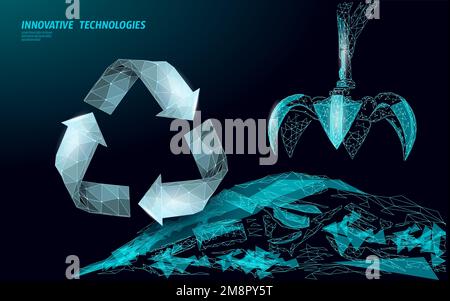 Déchets 3d bras de grue. Enfouissement des ordures polygonale poly bas ...