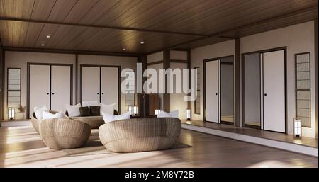 MUJI fauteuil canapé sur le salon vide style japandi Photo Stock - Alamy