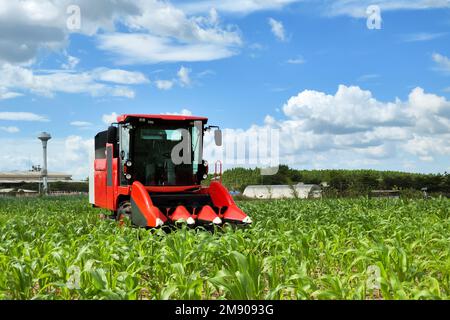 Le mini-tracteur de moissonneuse-batteuse à maïs rouge avec commande ...