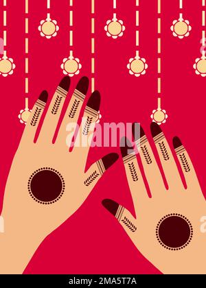 Motif floral Henna Mehndi Vector Hand Illustration Design, Henna Hands ...