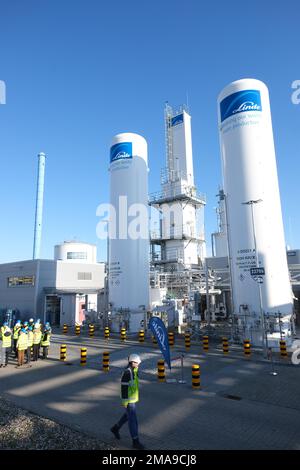 Leuna, Allemagne. 19th janvier 2023. Les drapeaux de la société ...