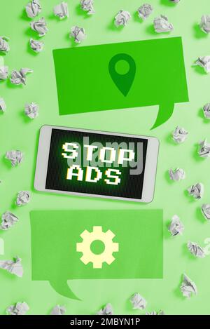 Affichage conceptuel Stop Ads. Programme de vitrine d'affaires qui ...