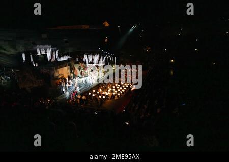A view of the stage during 'I Pagliacci' (The Clowns) lyric opera, at ...