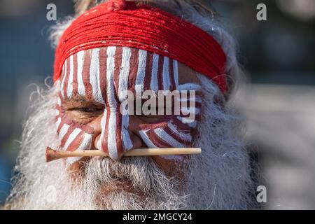 Aboriginal Ngarrindjeri elder Major Sumner from south Australia, in ...