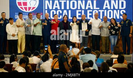 Newly-elected Philippine senators, from right, Gregorio Honasan, Peter ...